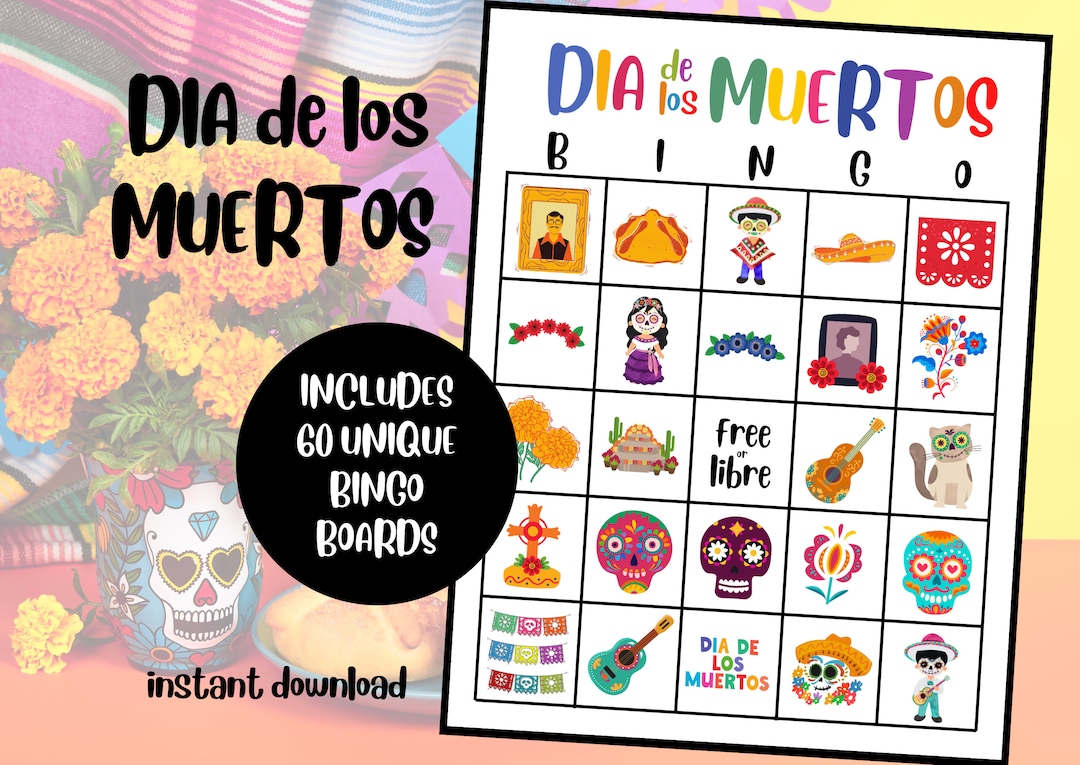 Dia De Los Muertos Bingo Day of the Dead Bingo Printable Bingo Game Set ...