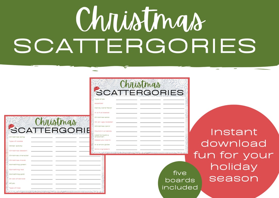 Christmas Scattergories Christmas Party Game Holiday Scattergories ...