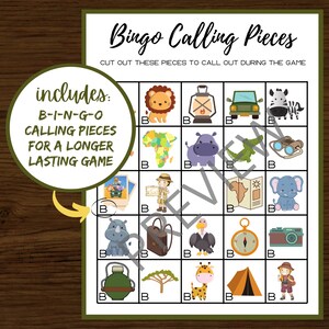 Safari Bingo | African Safari Bingo | Safari Birthday Party | Safari ...