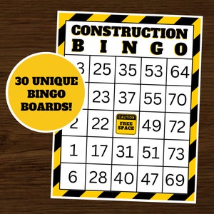 Construction Bingo | Community Helper Bingo | Under Construction Bingo ...