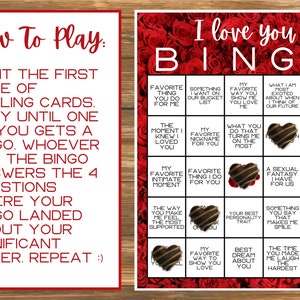 I Love You Bingo Valentine's Bingo Instant Download Valentine's Day ...