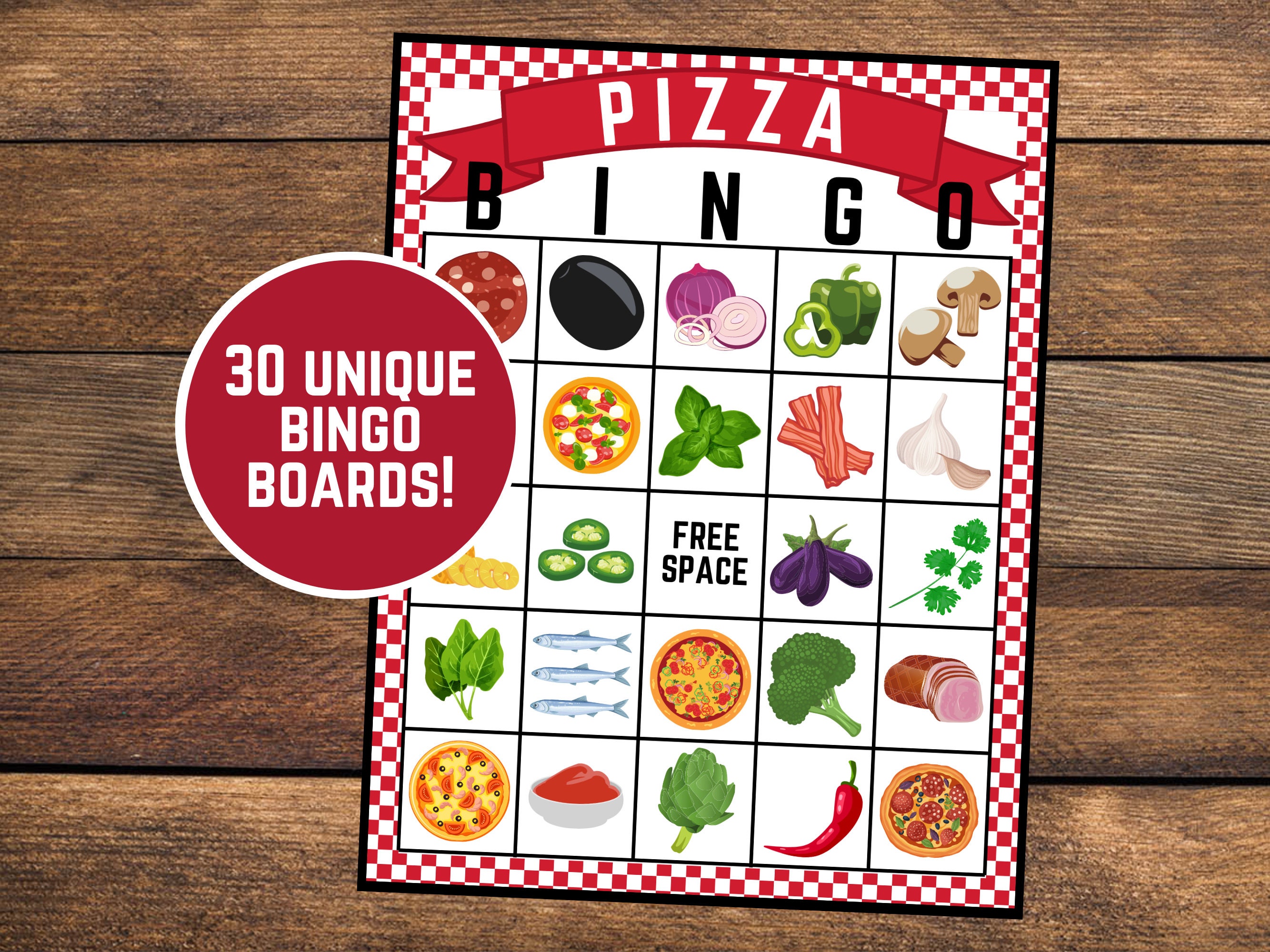 Pizza Bingo Game | Party Night Fun, 30 Unique Boards (digital Download ...