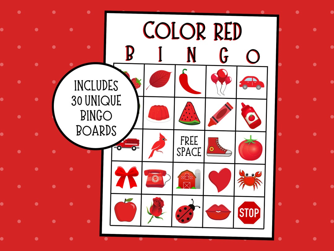 Red Bingo | Color Red Bingo | Colors Bingo | Learning Colors Game ...