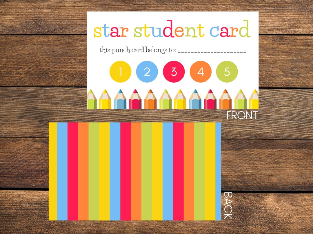 Star Student Punch Card 5 Punches 3.5 X 2 In. Pack of 50 - Etsy
