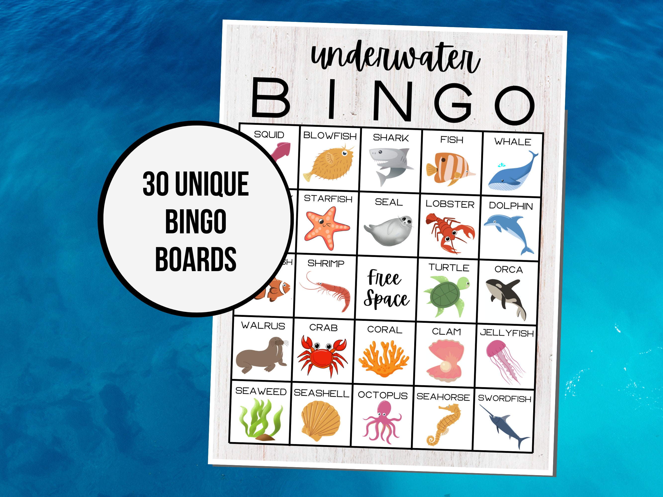 Underwater Bingo | Under the Sea Bingo | Marine Life Bingo | Ocean ...