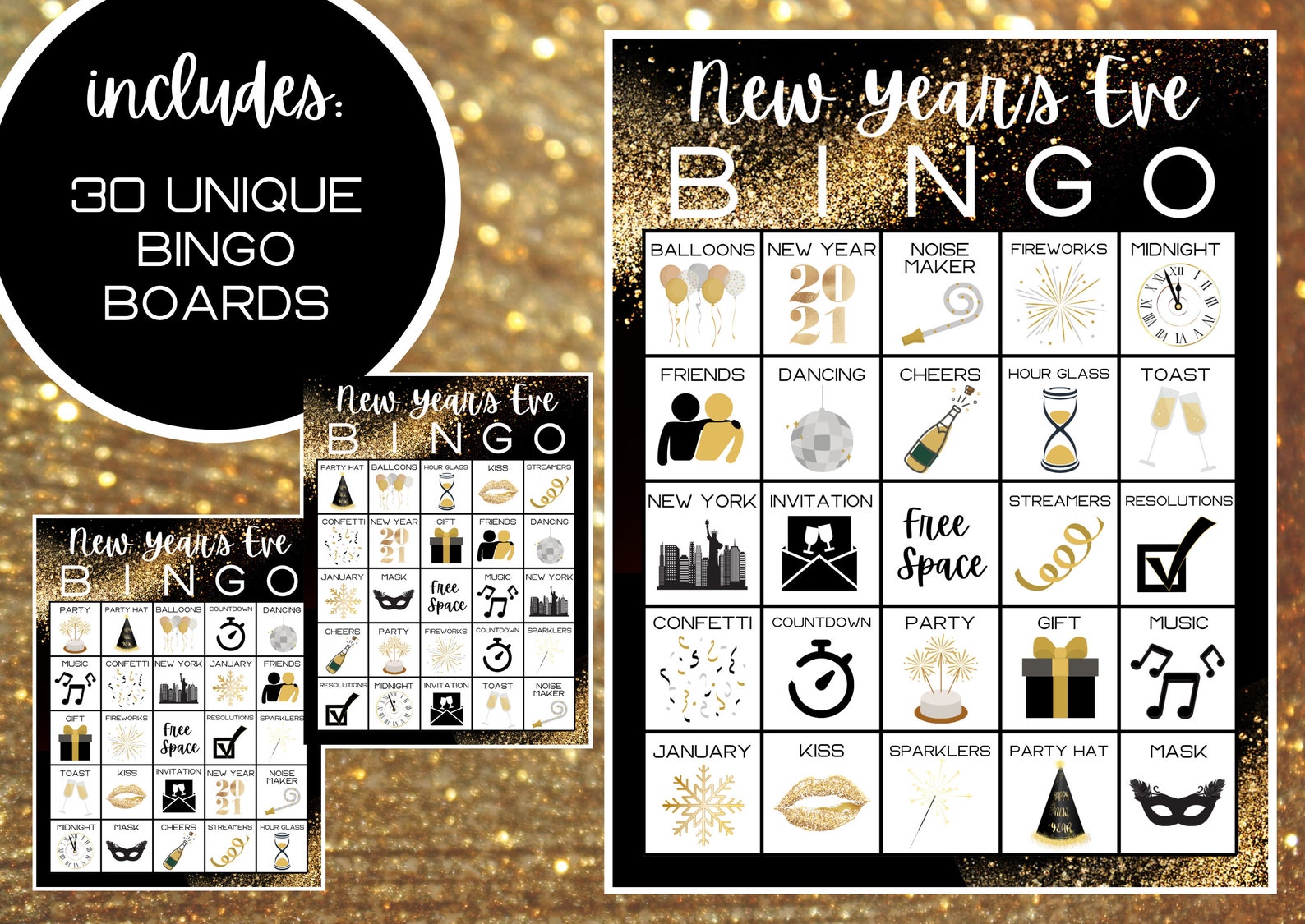 New Year's Eve Bingo New Years Bingo New Year's | Etsy