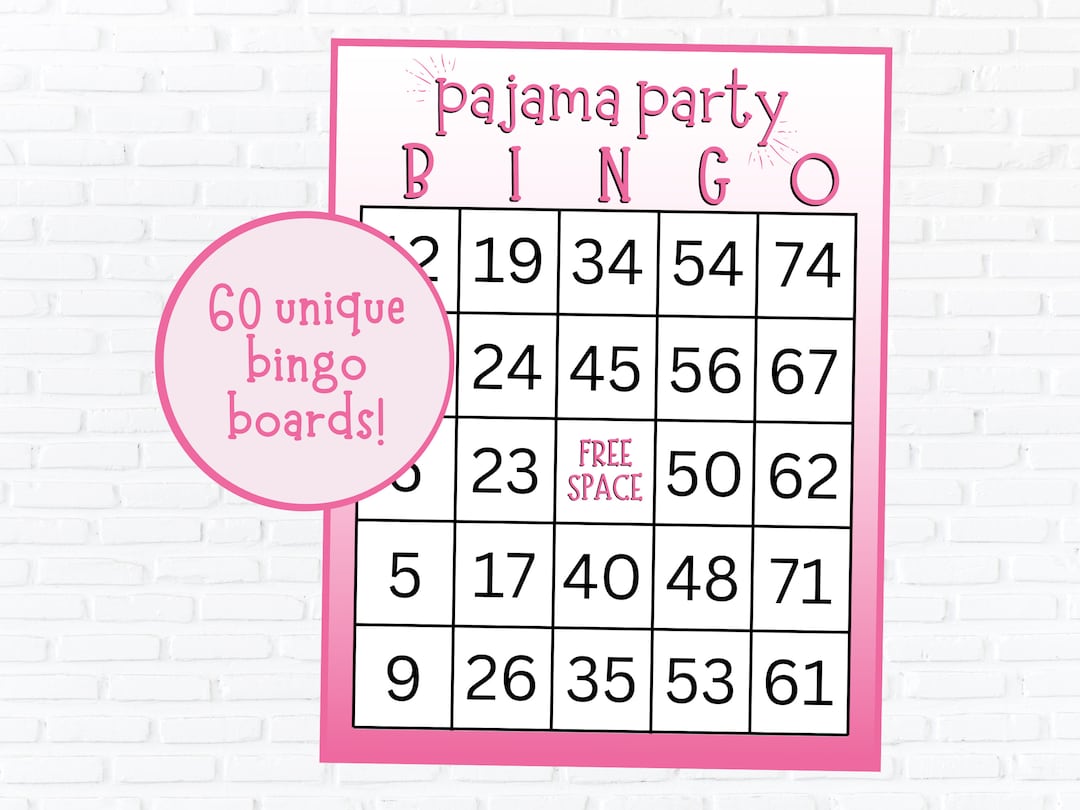 Pajama Party Bingo | Sleepover Bingo | Slumber Party Bingo | Birthday ...