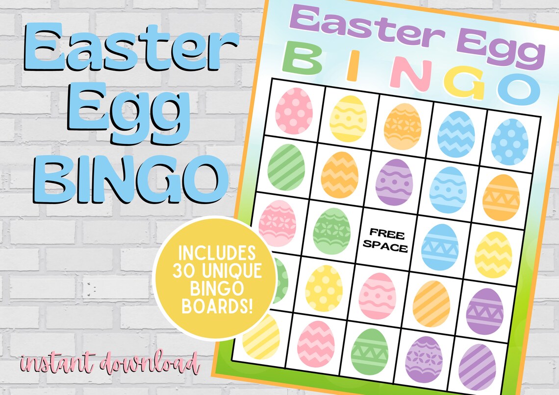 Easter Egg Bingo Easter Bingo Instant Download Spring - Etsy