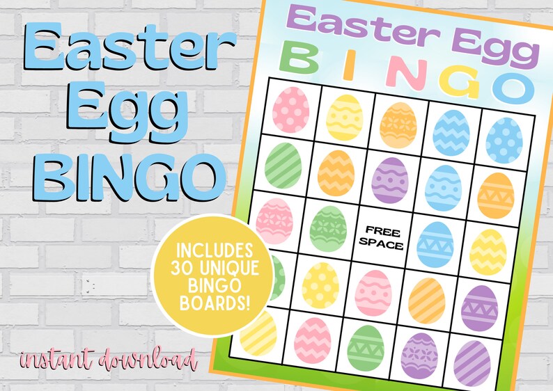 Easter Egg Bingo Easter Bingo Instant Download Spring - Etsy