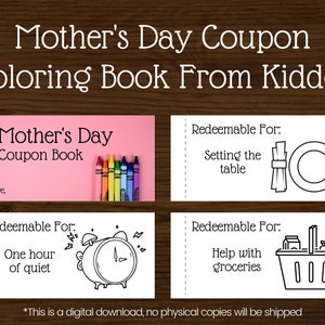 Mothers Day Coupons Coupons From Kids Mother's Day Gift From Kids ...