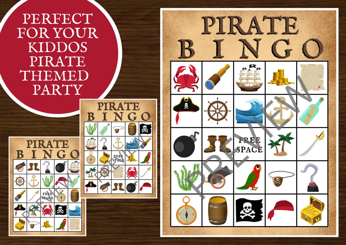 Pirate Bingo Pirate Birthday Party Instant Download Set - Etsy