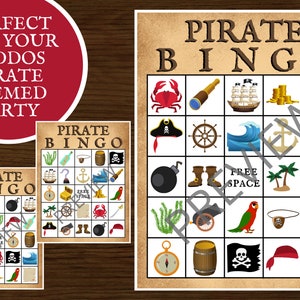 Pirate Bingo Pirate Birthday Party Instant Download Set of 30 Cards ...