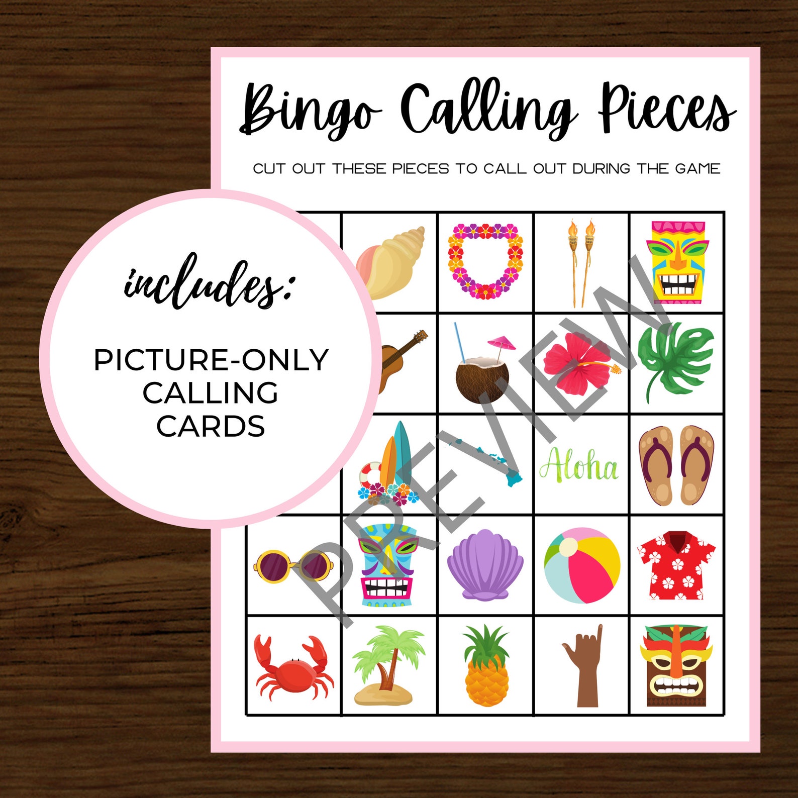 Aloha Bingo Luau Bingo Luau Party Games Luau Birthday Hawaiian Birthday ...