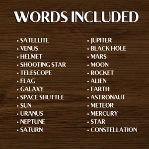 Outer Space Word Wall | Outer Space Vocabulary Cards | Instant Download ...