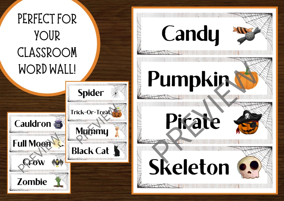 Halloween Word Wall October Word Wall Halloween Vocabulary - Etsy