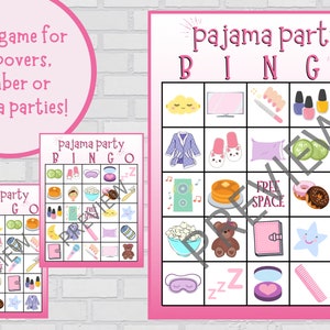 Pajama Party Bingo Sleepover Bingo Slumber Party Bingo - Etsy