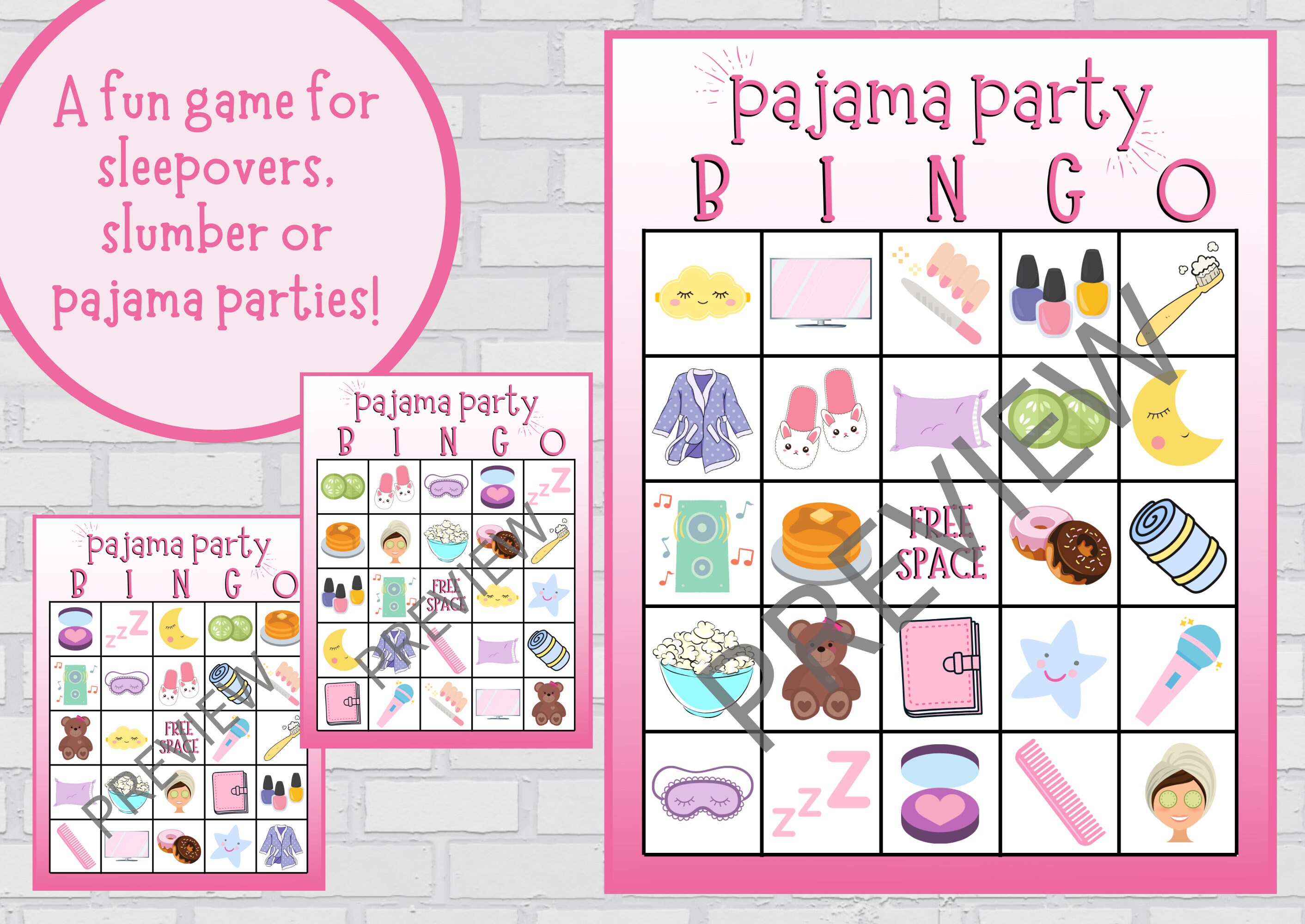 Pajama Party Bingo Sleepover Bingo Slumber Party Bingo - Etsy Australia