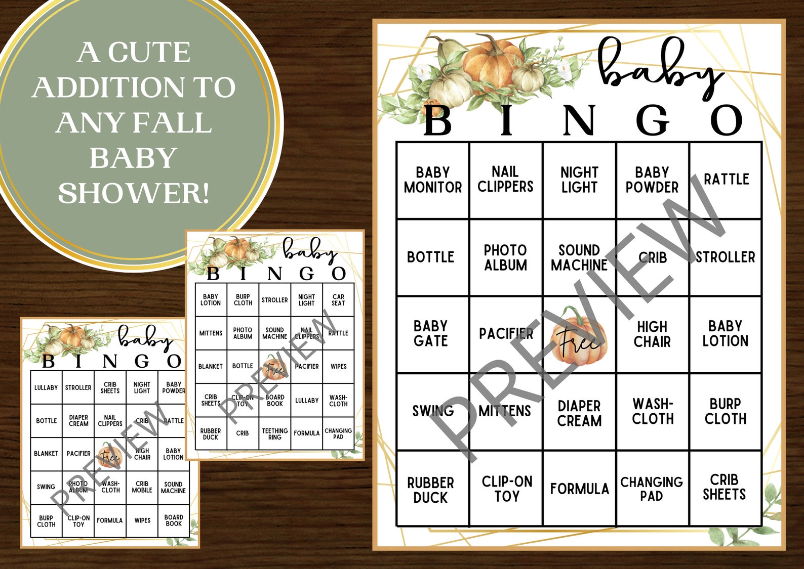 Fall Baby Shower Bingo Baby Shower Bingo Baby Shower Games - Etsy