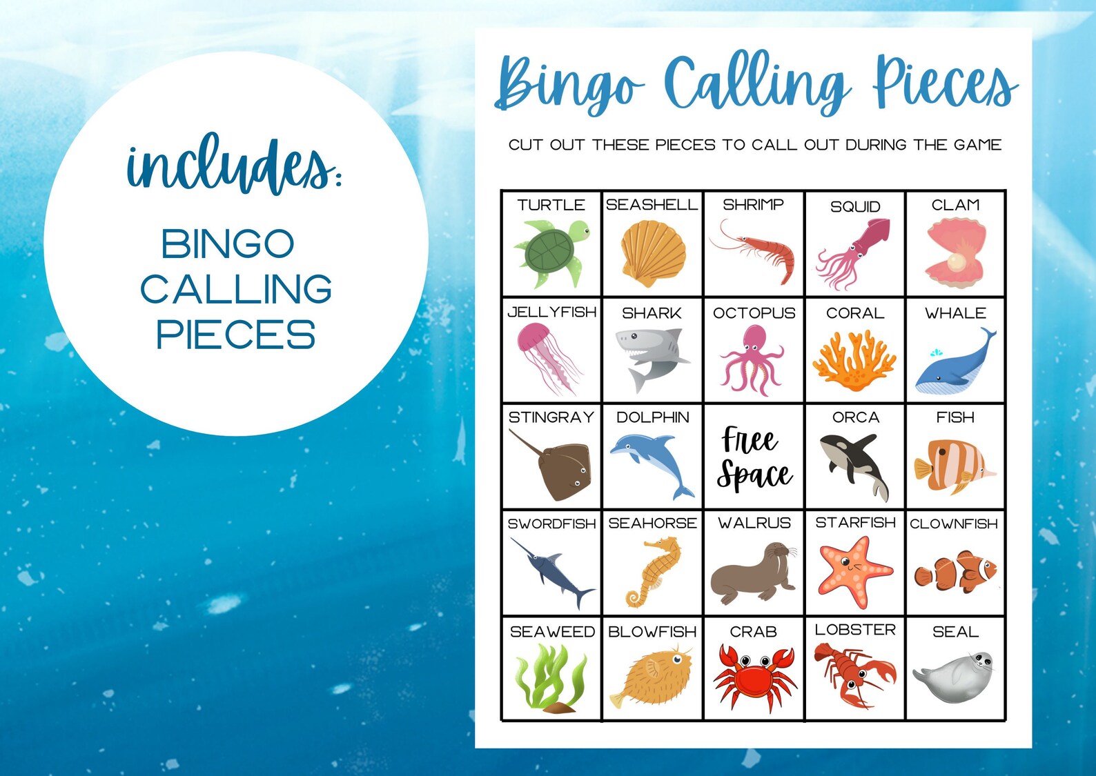 Underwater Bingo Under the Sea Bingo Marine Life Bingo - Etsy Canada