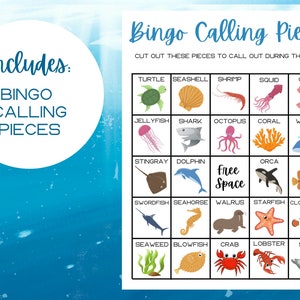 Underwater Bingo Under the Sea Bingo Marine Life Bingo Ocean Bingo ...