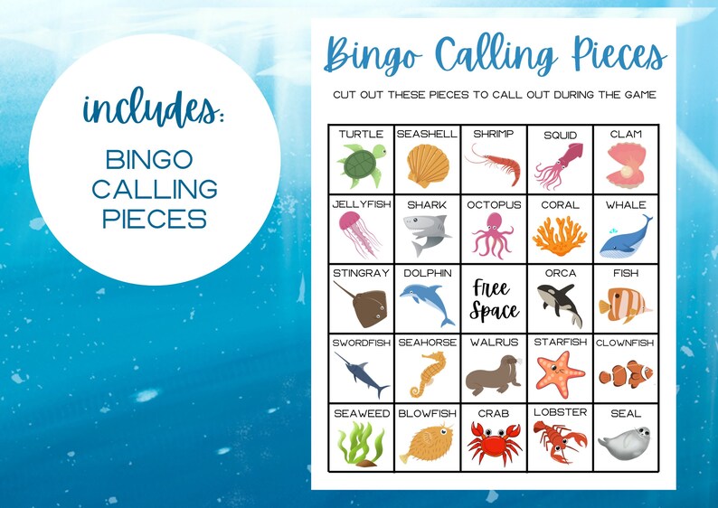 Underwater Bingo Under the Sea Bingo Marine Life Bingo - Etsy