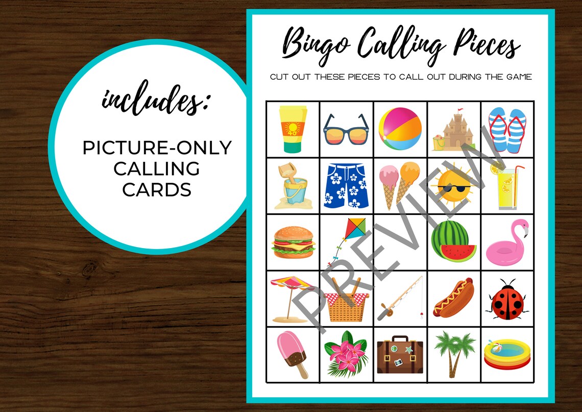 Summer Bingo Summertime Bingo Summer Game Seasons Bingo - Etsy