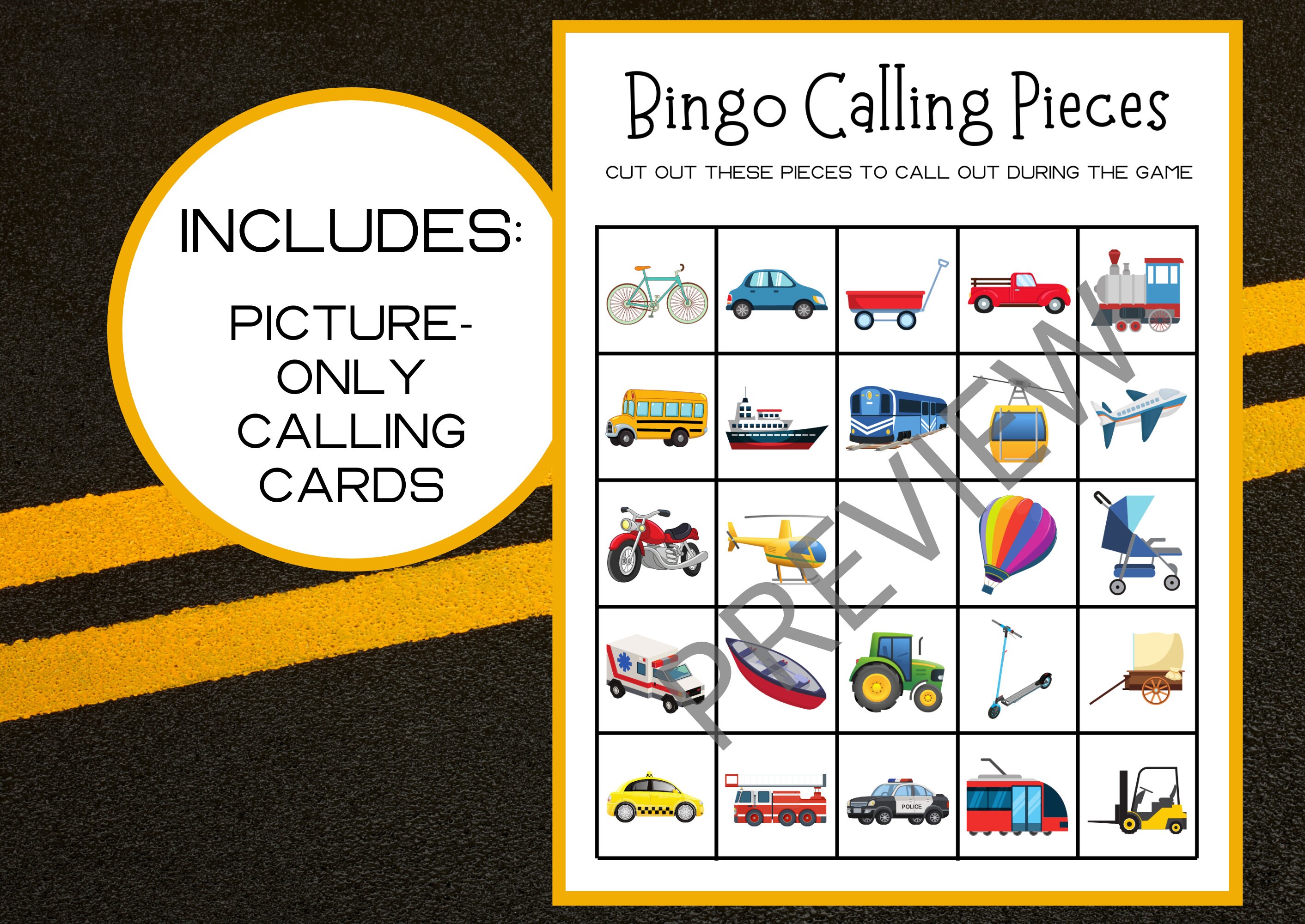Transportation Bingo Cars Bingo Trains Bingo - Etsy
