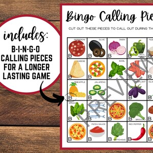 Pizza Bingo Pizza Party Bingo Pizza Night Bingo Pizza Game Pizza Lovers ...