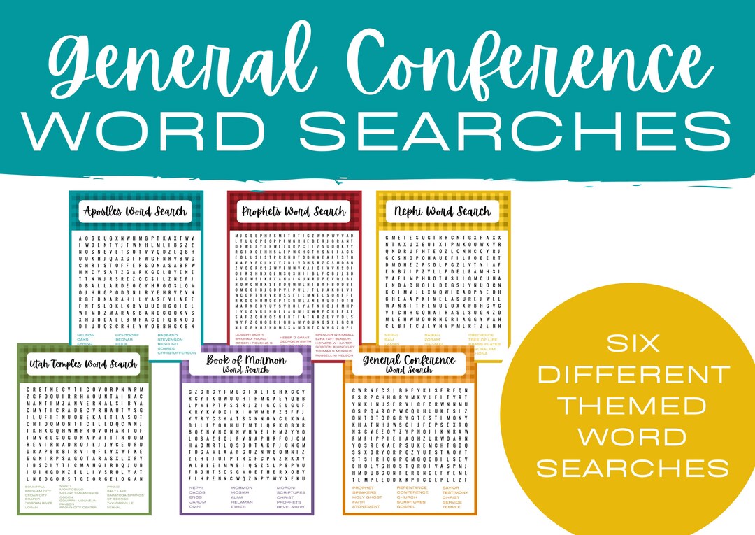 LDS Word Searches General Conference Word Searches Mormon - Etsy