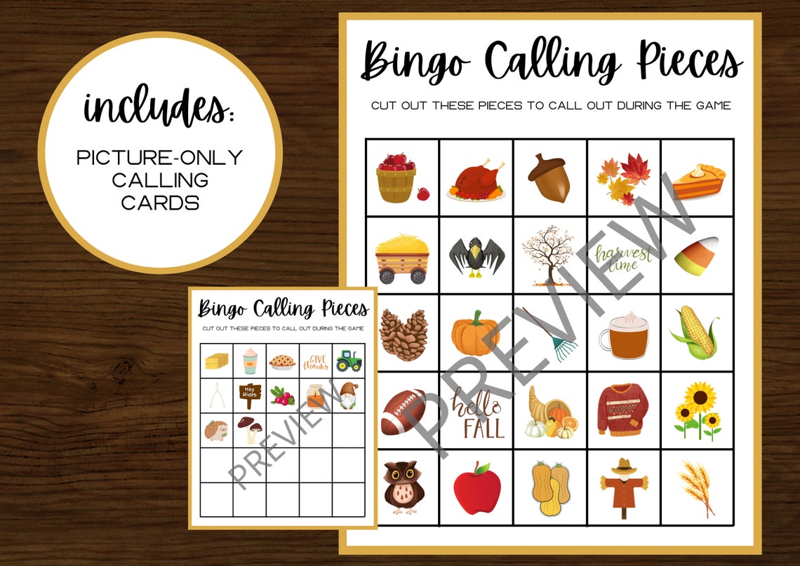 Fall Bingo Autumn Bingo Harvest Bingo Fall Printable PDF - Etsy