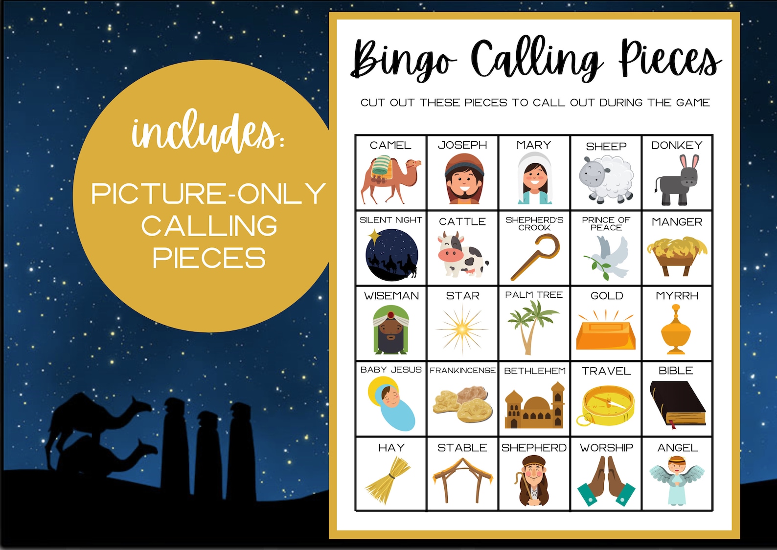 Nativity Bingo Christmas Bingo Christ Birth Bingo - Etsy