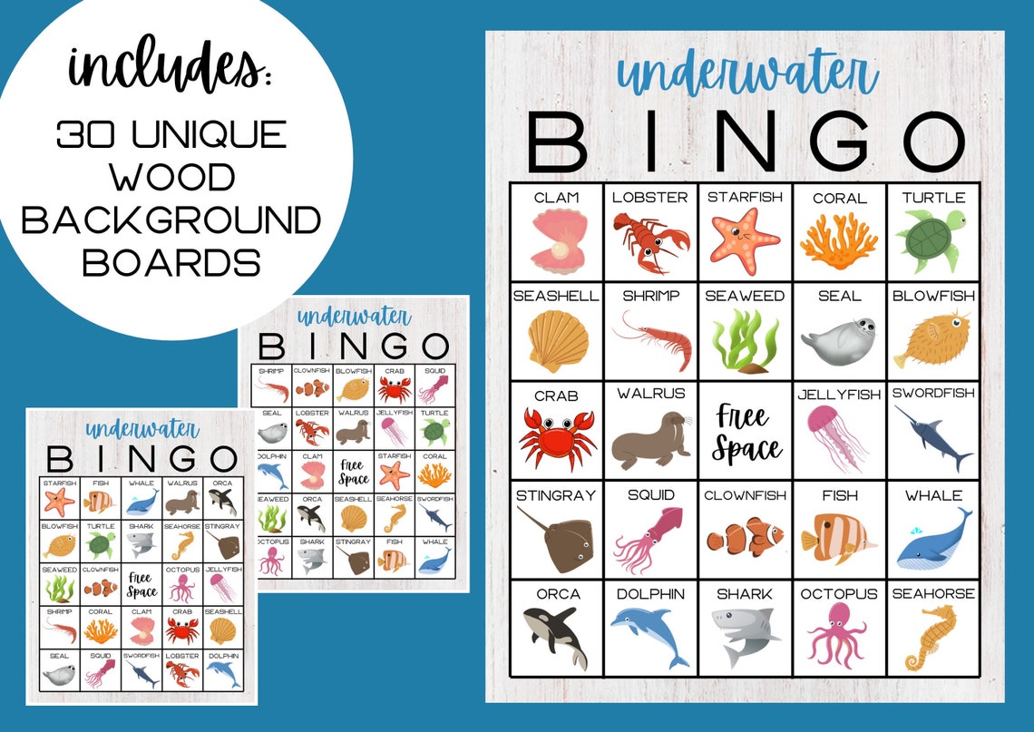 Underwater Bingo Under the Sea Bingo Marine Life Bingo - Etsy Canada