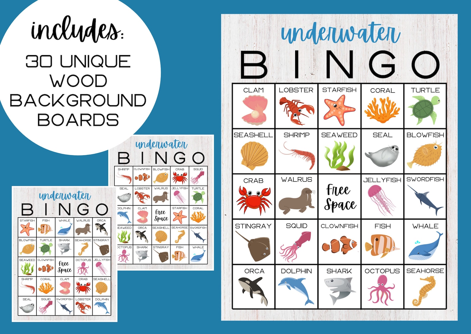 Underwater Bingo Under the Sea Bingo Marine Life Bingo - Etsy