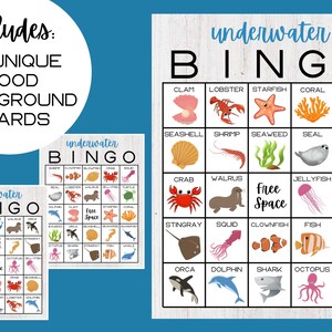Underwater Bingo Under the Sea Bingo Marine Life Bingo Ocean Bingo ...