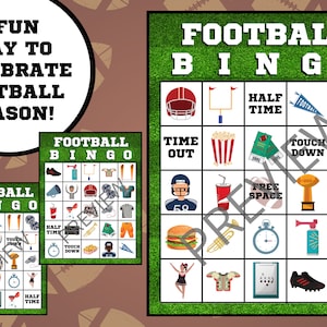 Football Bingo American Football Bingo Super Bowl Bingo Sports Bingo ...