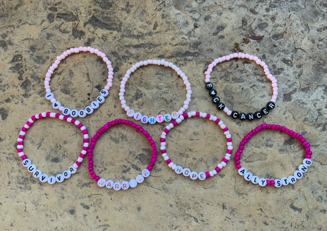 Personalized Beaded Cancer Bracelet | Cancer Survivor | Breast Cancer ...