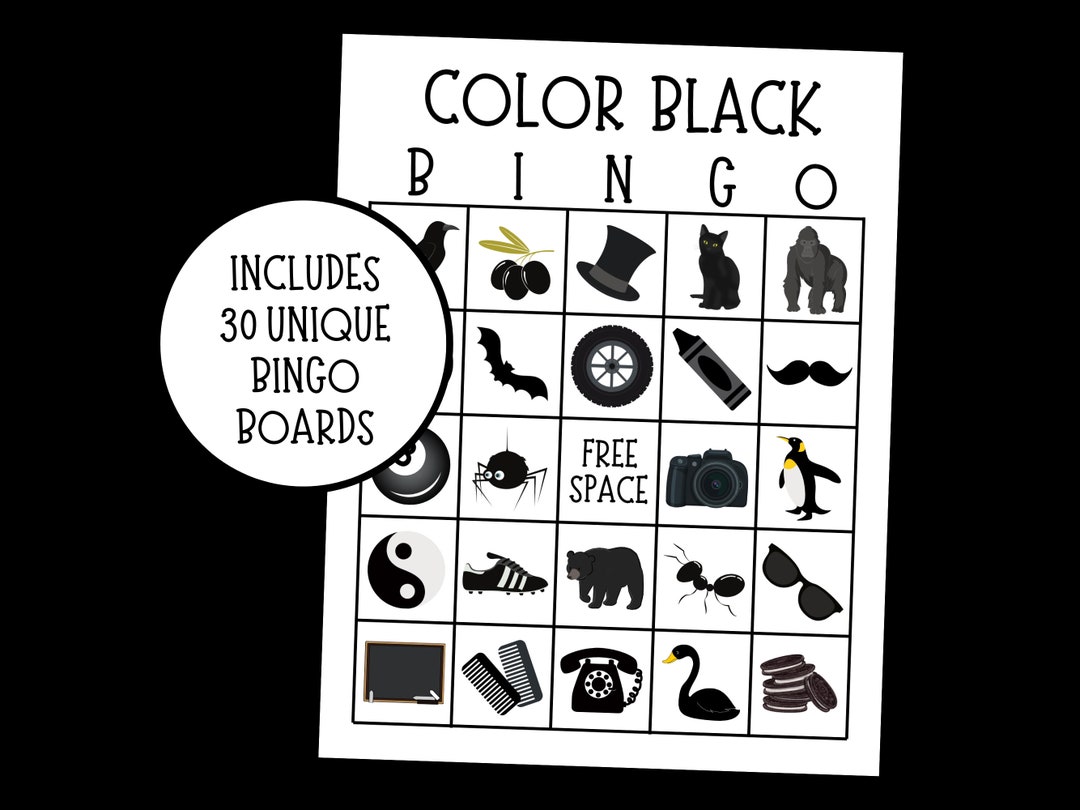 Black Bingo | Color Black Bingo | Colors Bingo | Learning Colors Game ...