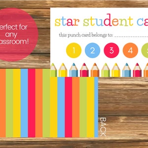 Star Student Punch Card 5 Punches 3.5 X 2 In. Pack of 50 - Etsy