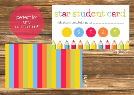 Star Student Punch Card 5 Punches 3.5 X 2 In. Pack of 50 - Etsy