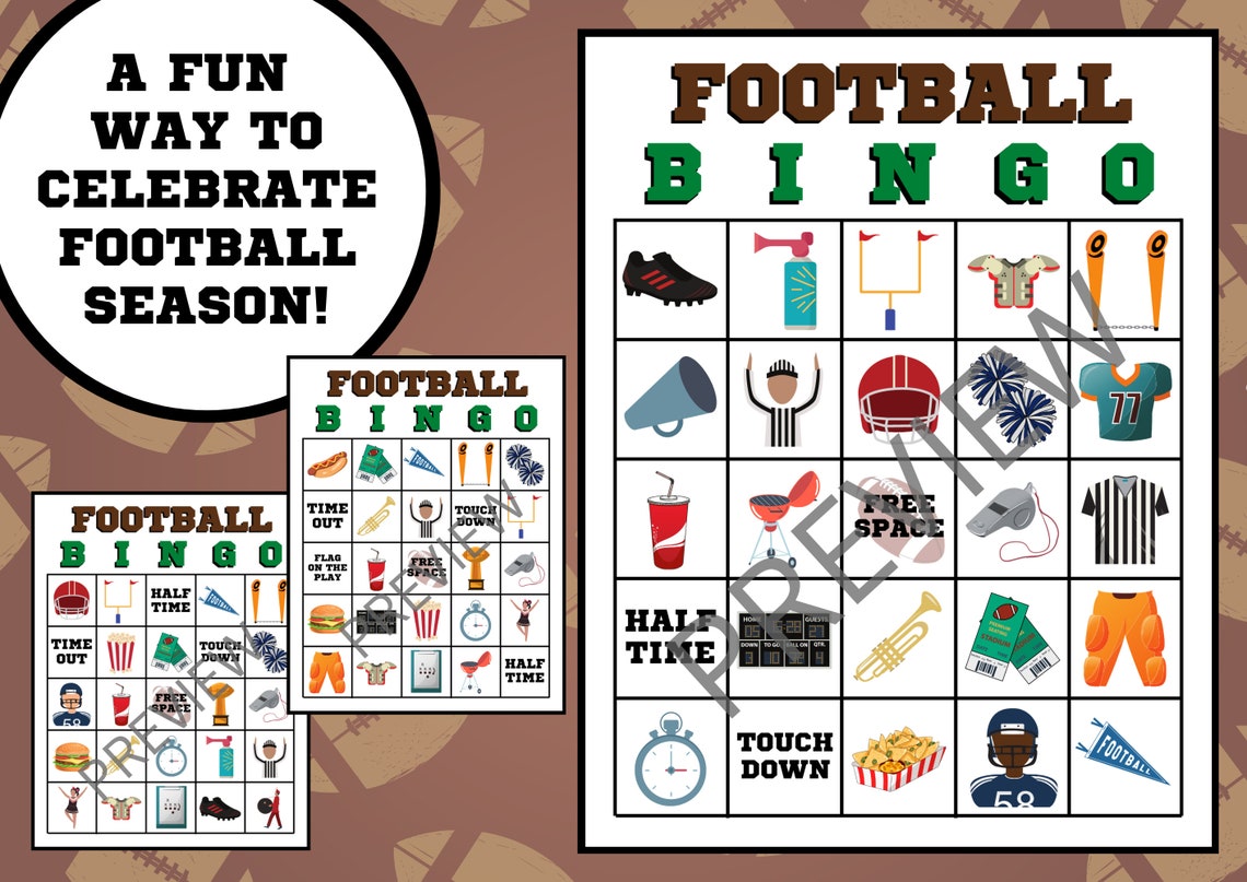 Football Bingo American Football Bingo Super Bowl Bingo - Etsy