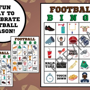 Football Bingo American Football Bingo Super Bowl Bingo - Etsy