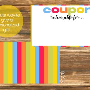Rainbow Coupon Card Blank Coupon Card Blank Voucher Card Digital ...