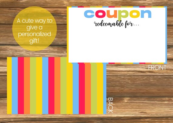 Rainbow Coupon Card Blank Coupon Card Blank Voucher Card | Etsy