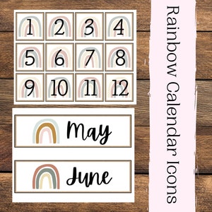 Monthly Rainbow Calendar Icons | Calendar Rainbow - Etsy