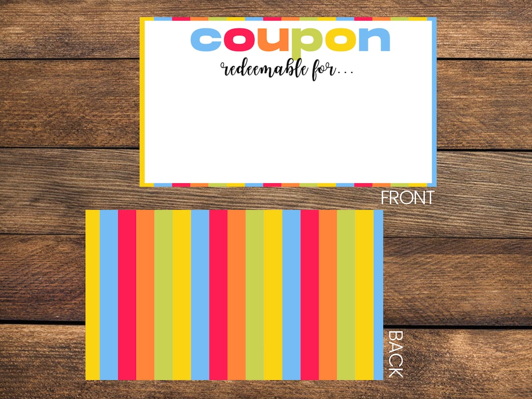 Rainbow Coupon Card | Blank Coupon Card | Blank Voucher Card | Digital ...