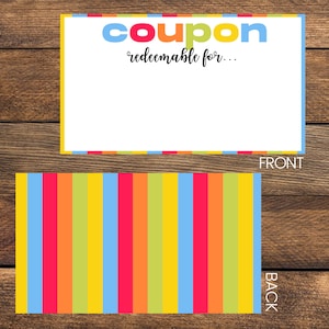 Rainbow Coupon Card | Blank Coupon Card | Blank Voucher Card | Digital ...