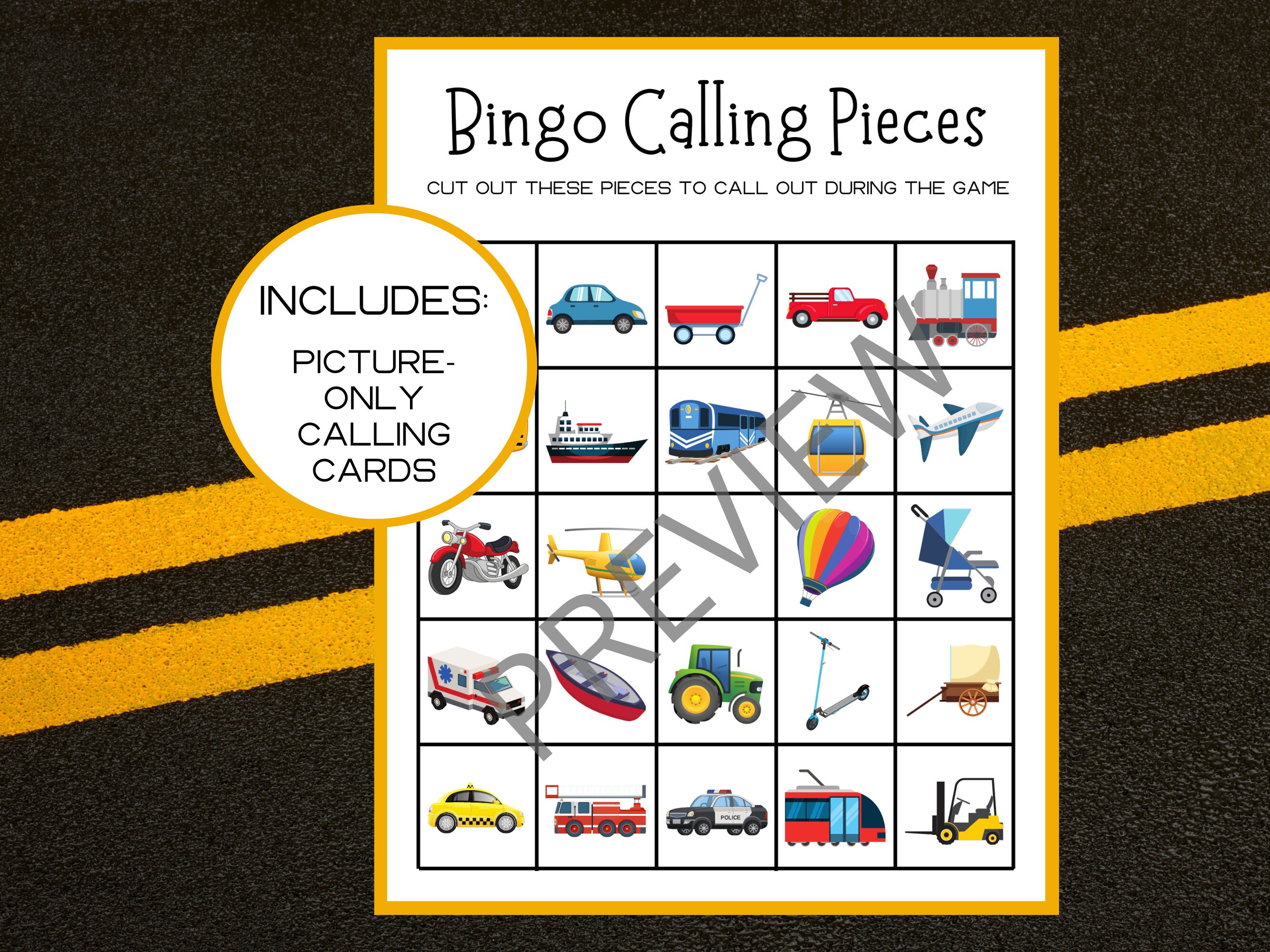 Transportation Bingo Game | Set of 30 Cards (instant Download) - Etsy