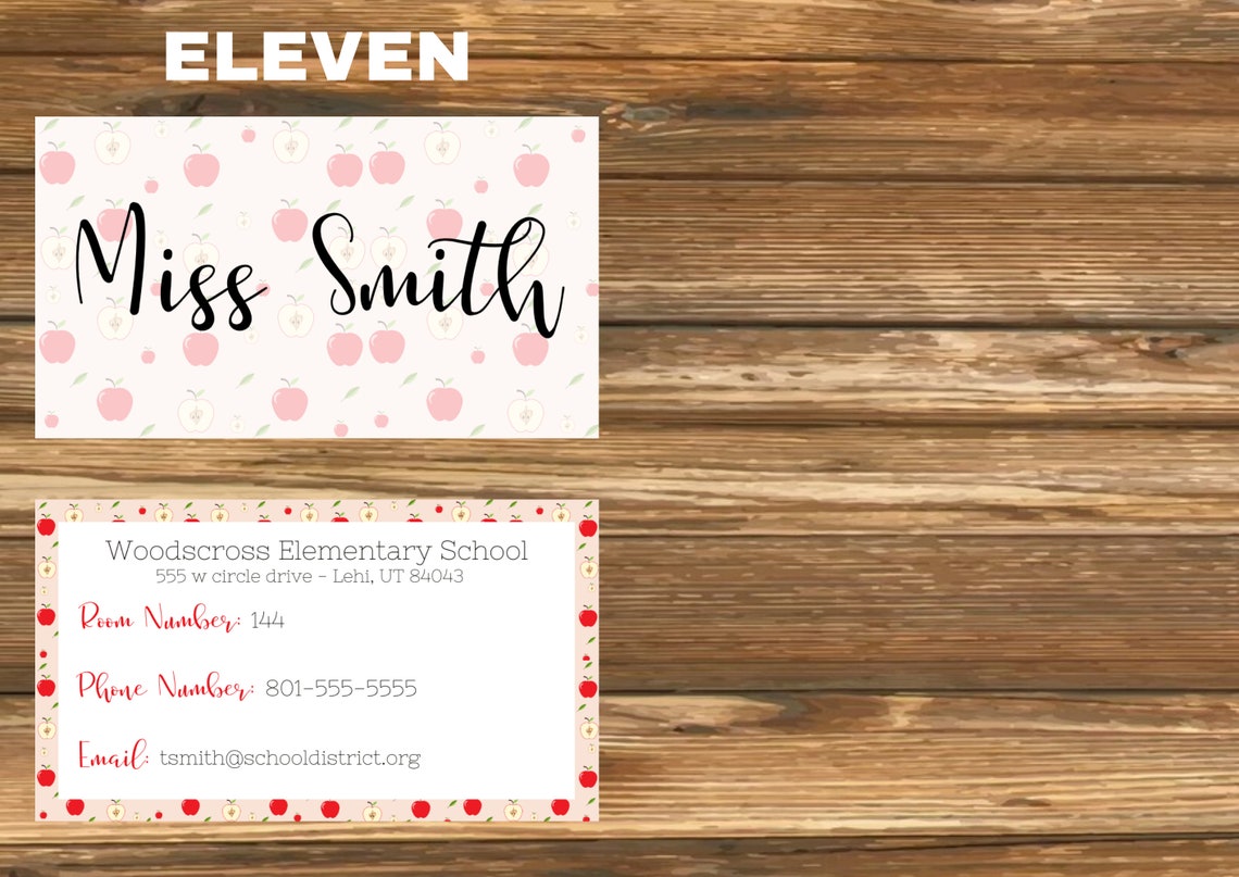 Teacher Contact Card Teacher Business Card Teacher Calling - Etsy