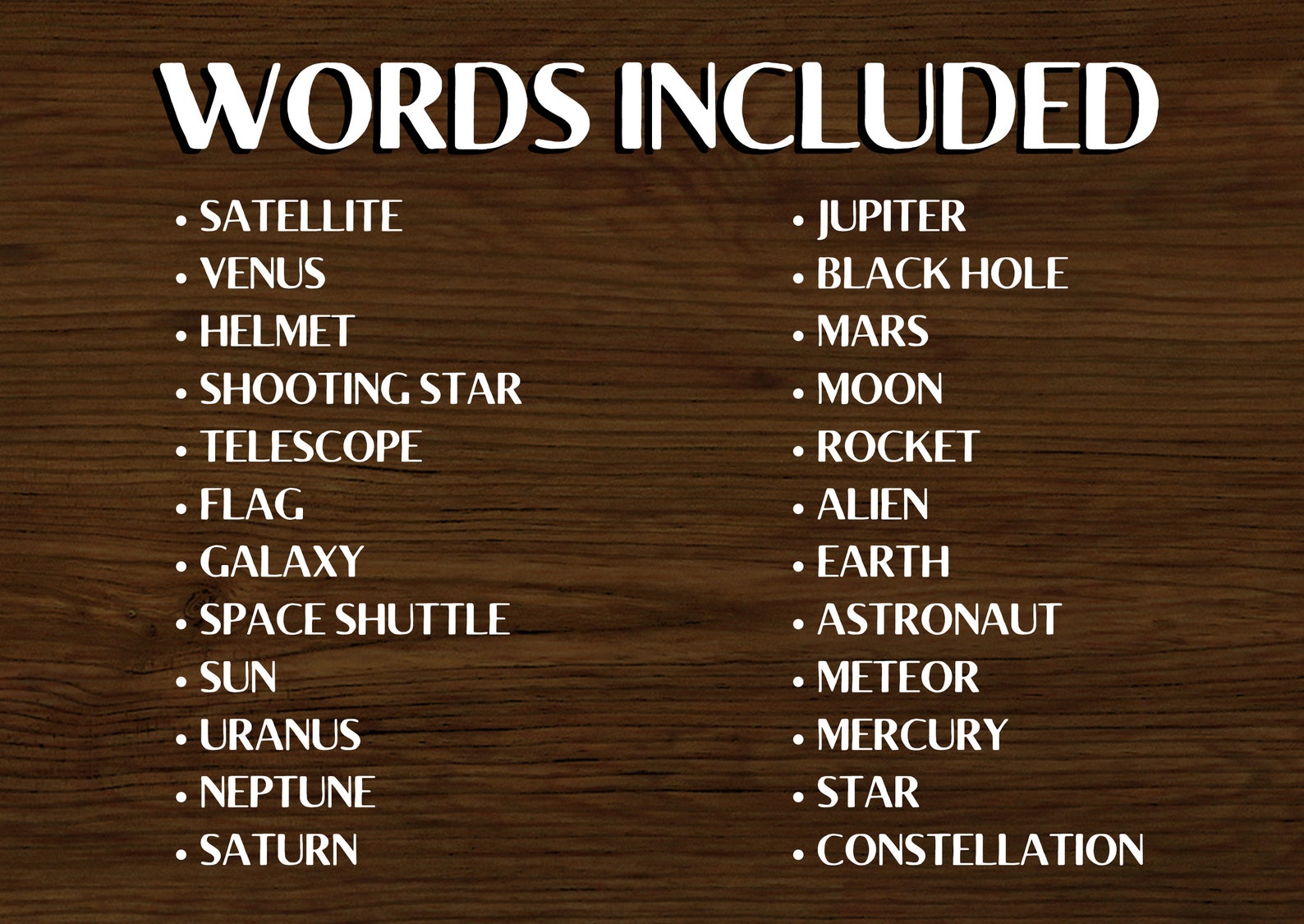 Outer Space Word Wall Outer Space Vocabulary Cards Instant - Etsy