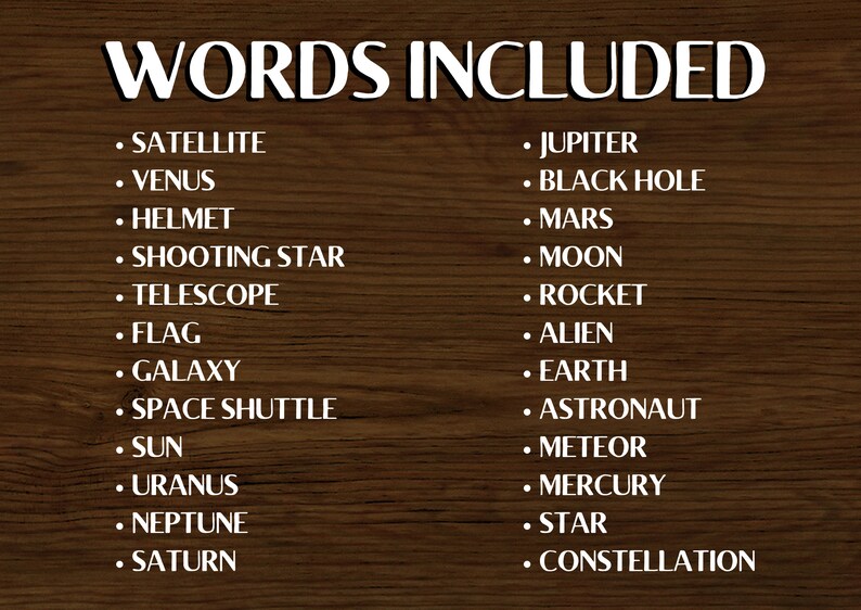 Outer Space Word Wall Outer Space Vocabulary Cards Instant - Etsy